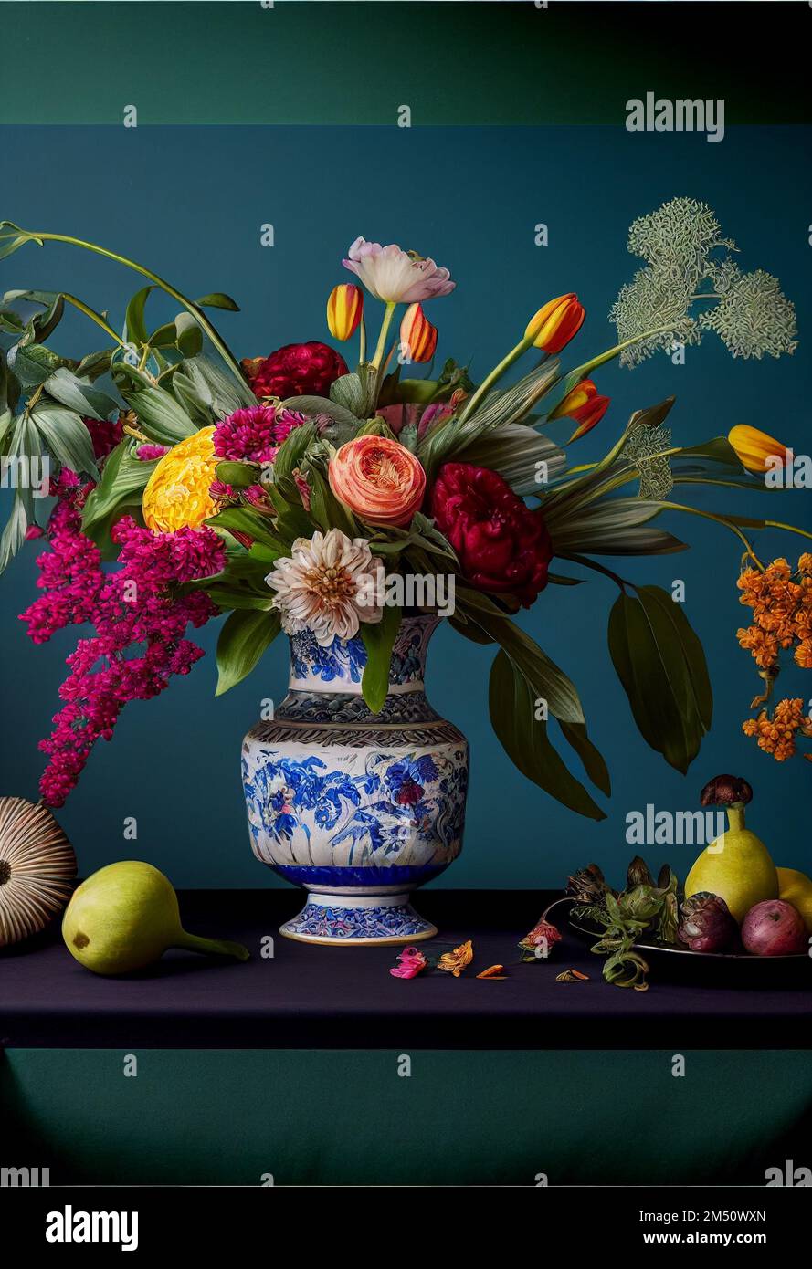 still life painting of flower arrangement Stock Photo - Alamy