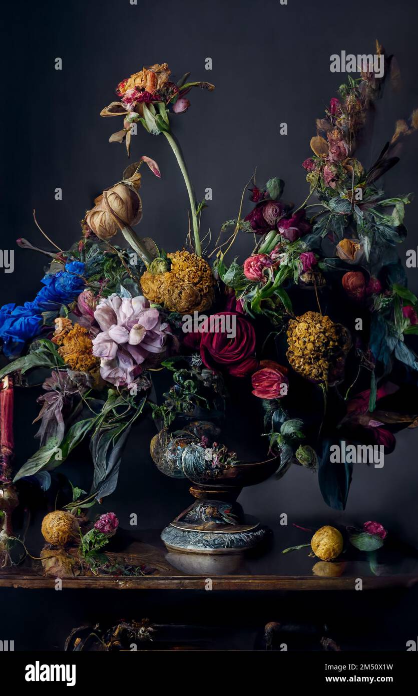 still life painting of flower arrangement Stock Photo - Alamy