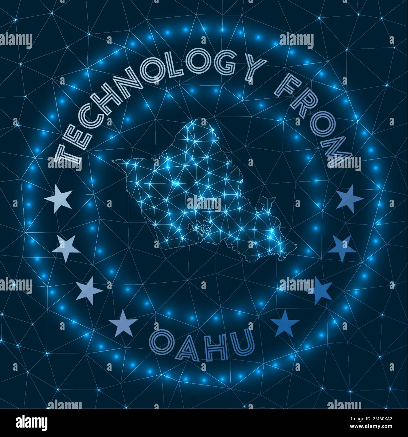 Technology From Oahu. Futuristic geometric badge of the island ...