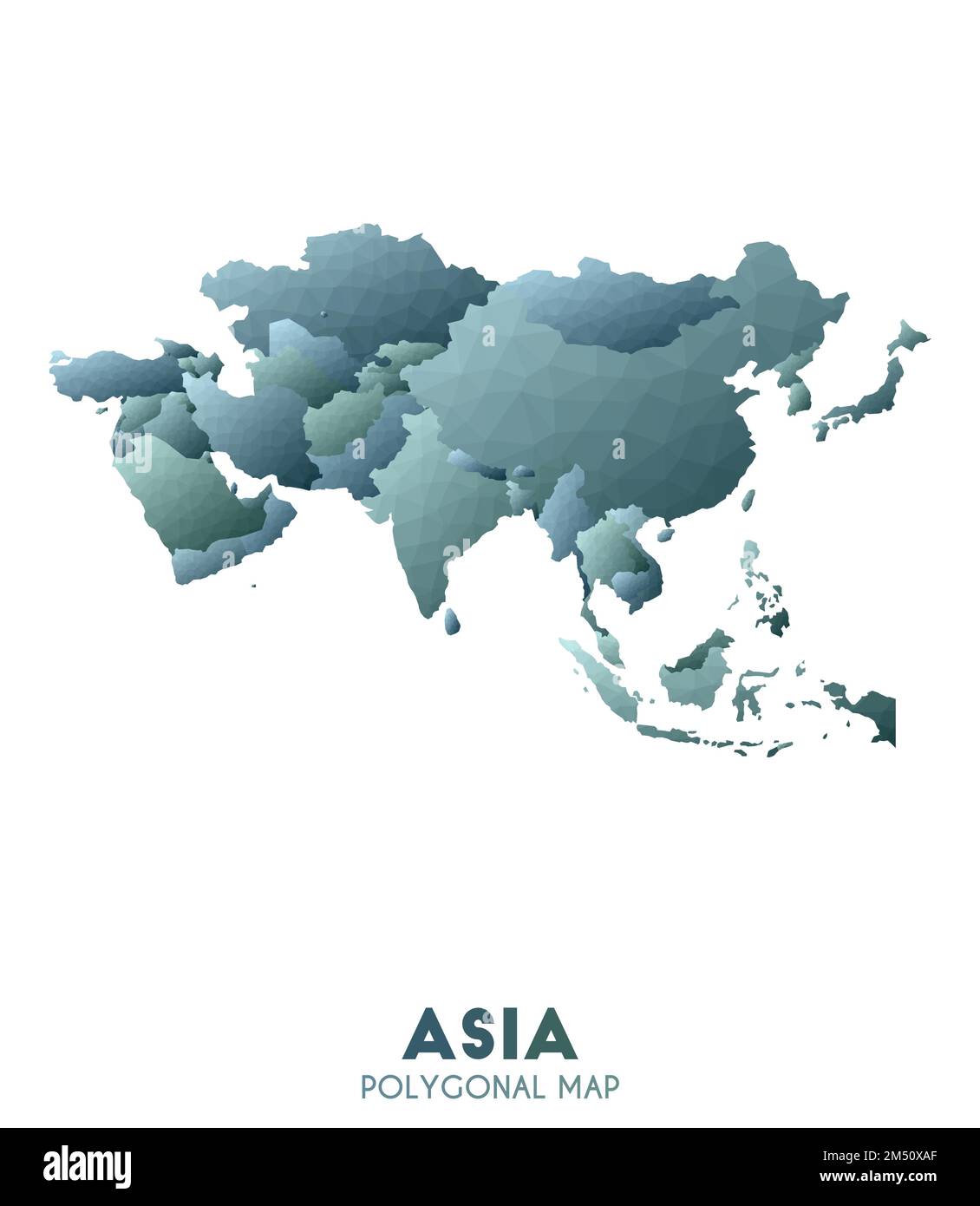 Asia Map. Actual low poly style continent map. Cute vector illustration ...
