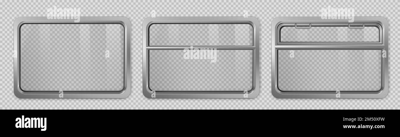 Window inside train interior. Vector realistic set of clear windows ...