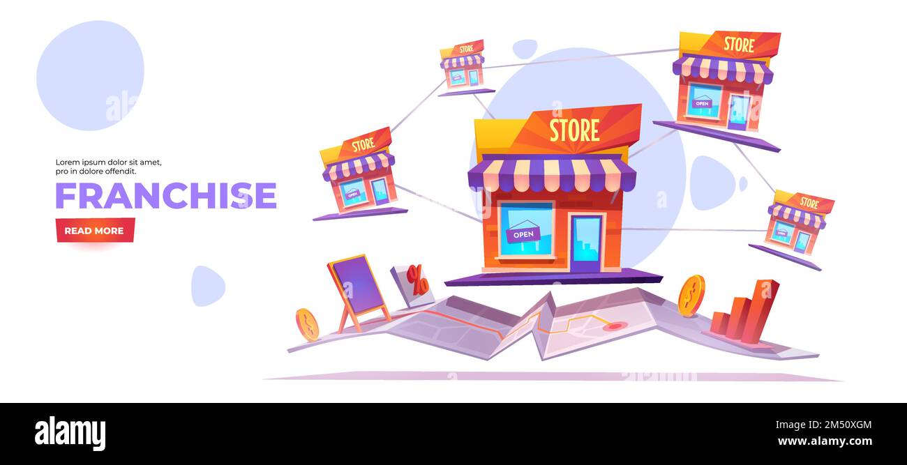 Franchise banner. Franchising business branch expansion. Small ...