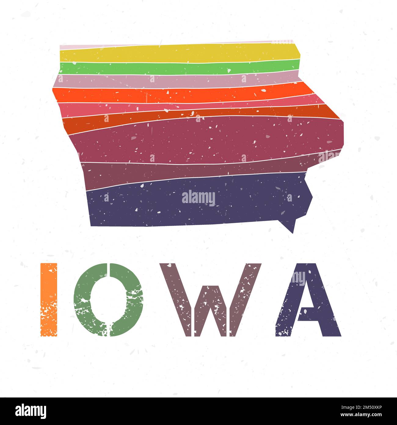Iowa map design. Shape of the US state with beautiful geometric waves ...