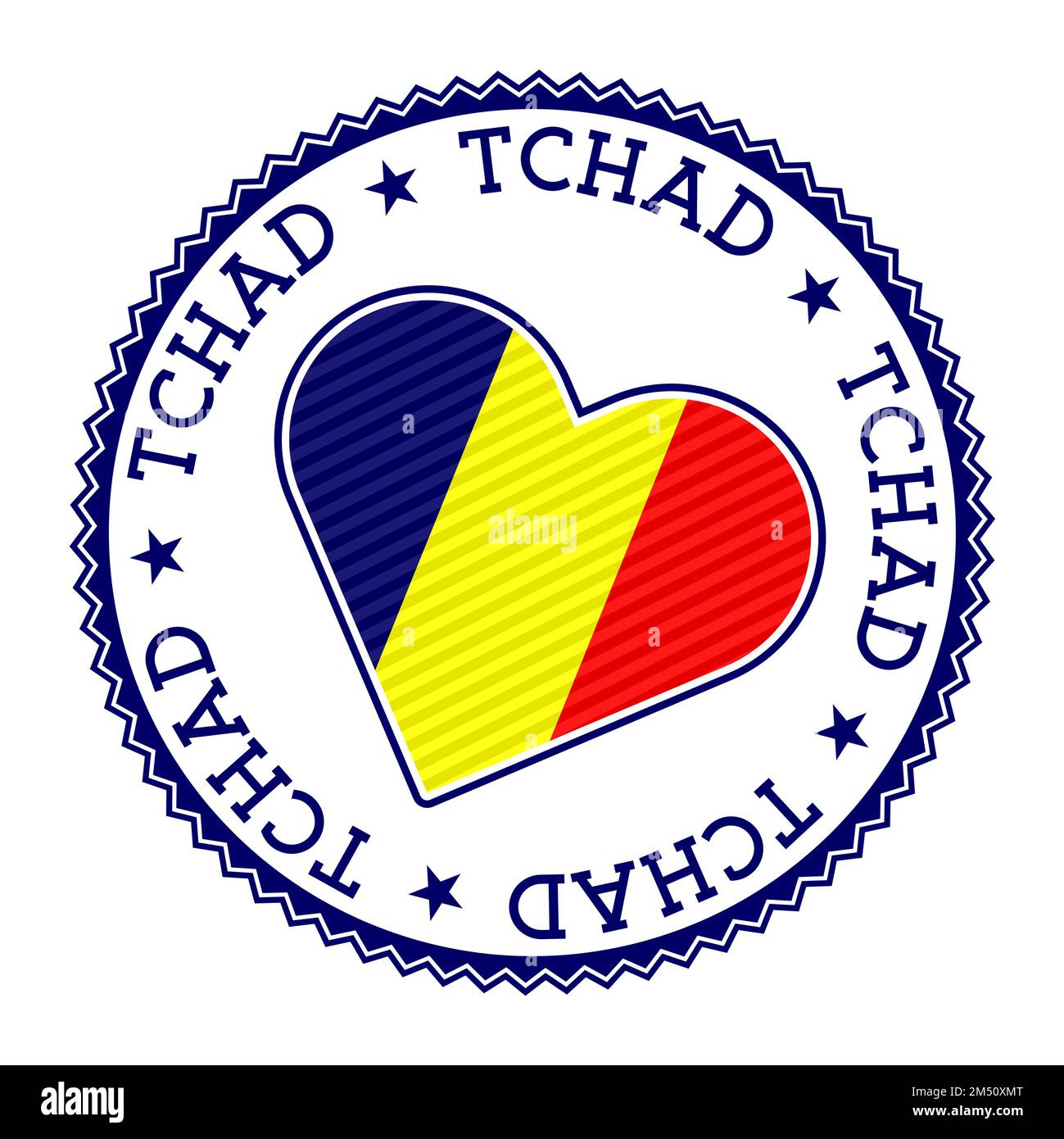 Chad heart badge. Vector logo of Chad with the name of the country in ...