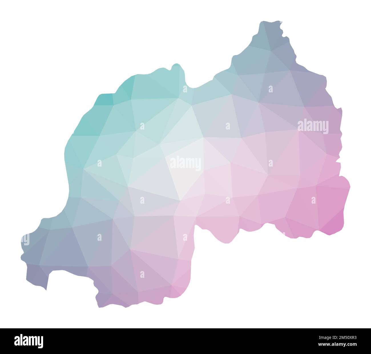 Polygonal map of Rwanda. Geometric illustration of the country in ...