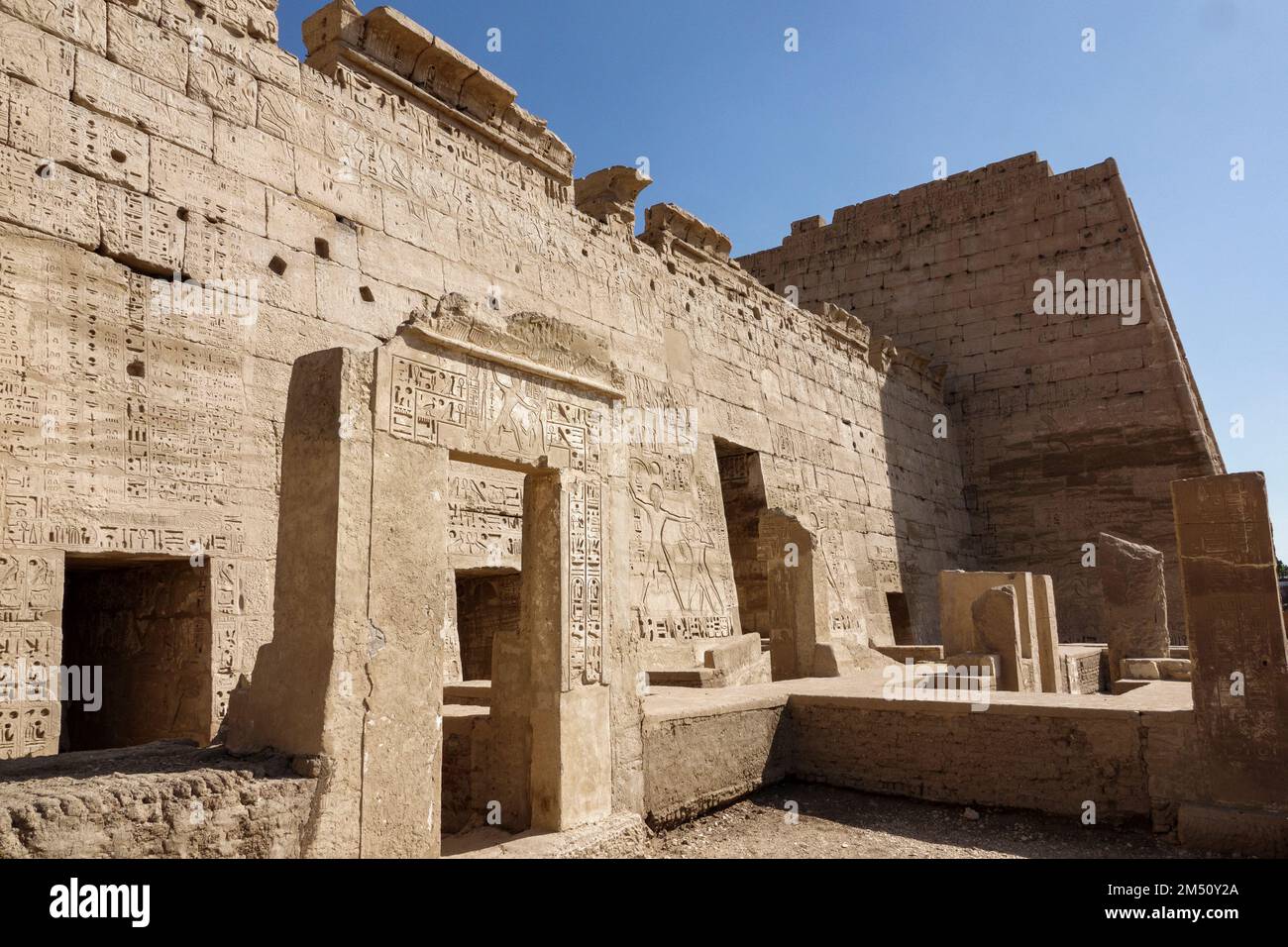 The Southern Wall, Temple of Medinet Habu, West Bank of the Nile Luxor ...