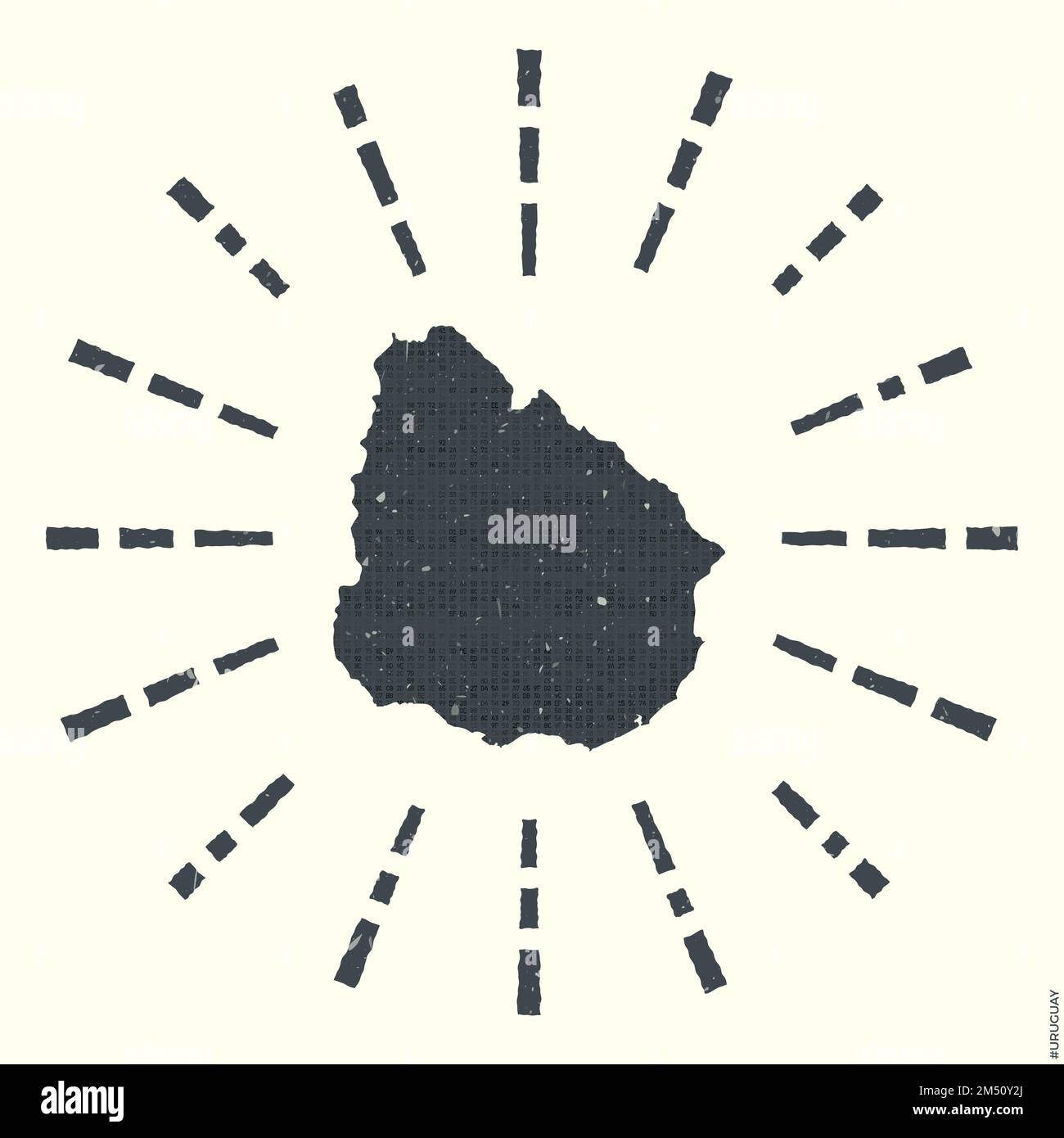 Uruguay Logo. Grunge sunburst poster with map of the country. Shape of ...