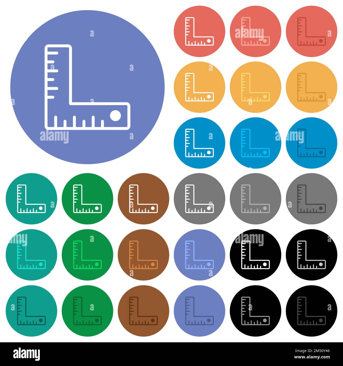 measurement tool outline multi colored flat icons on round backgrounds ...
