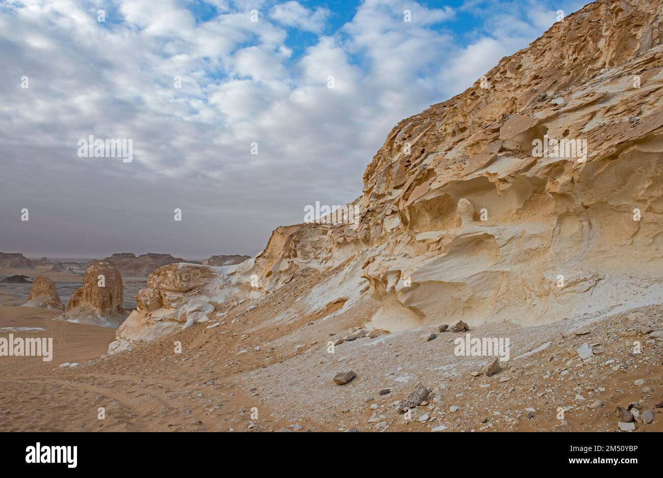 Landscape scenic view of desolate barren western desert in Egypt Valley ...