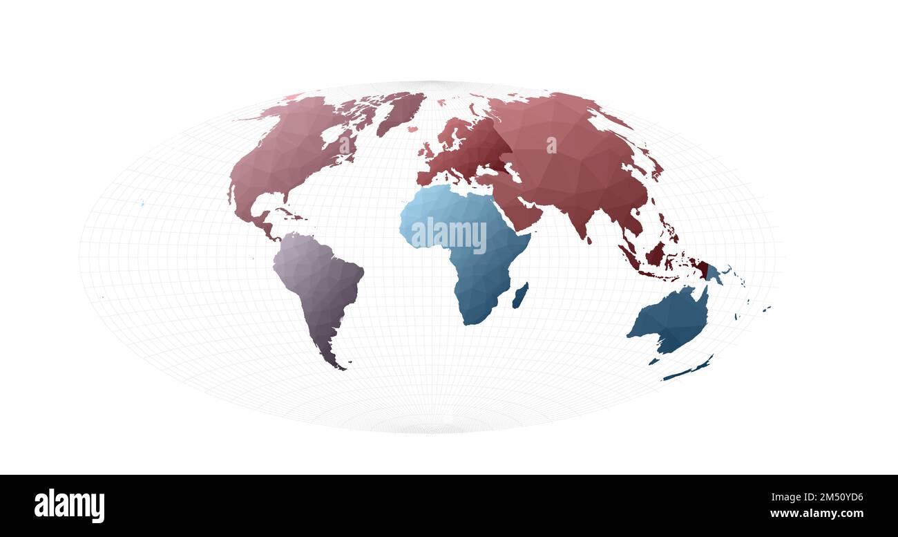 Colorful world map. Aitoff projection. Rare vector illustration Stock ...