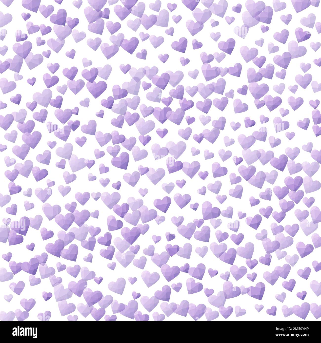 Valentine's Day hearts cover. Purple polygonal hearts in diamond style. Low poly background ...