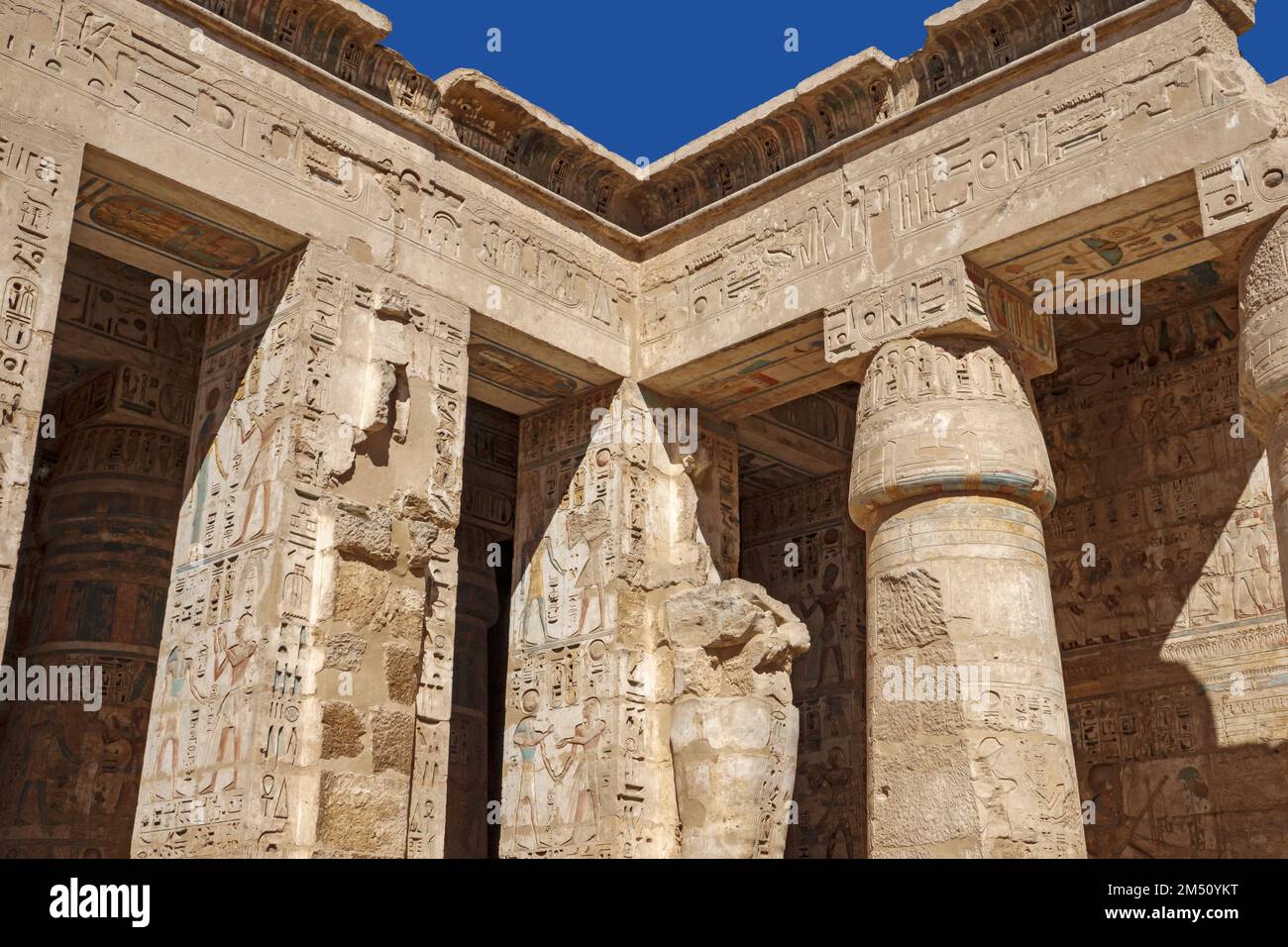 The First Court, Temple of Medinet Habu, West Bank of the Nile Luxor ...