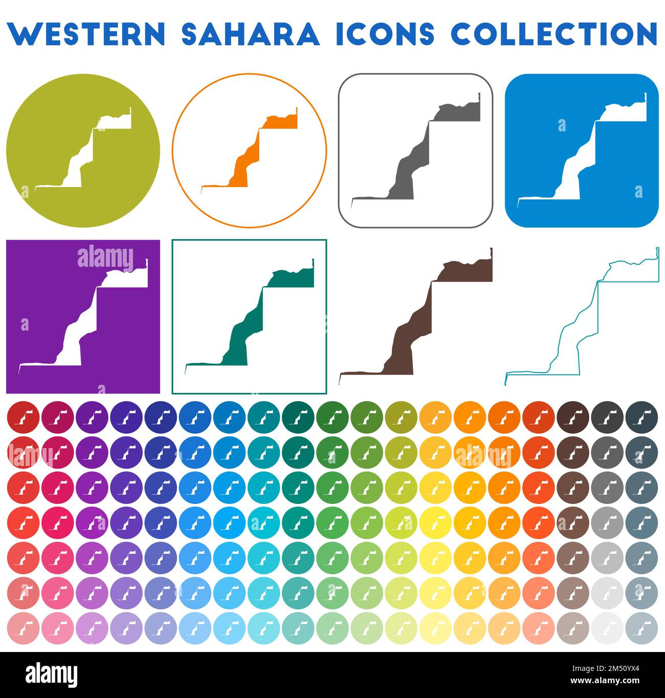 Western Sahara icons collection. Bright colorful trendy map icons ...