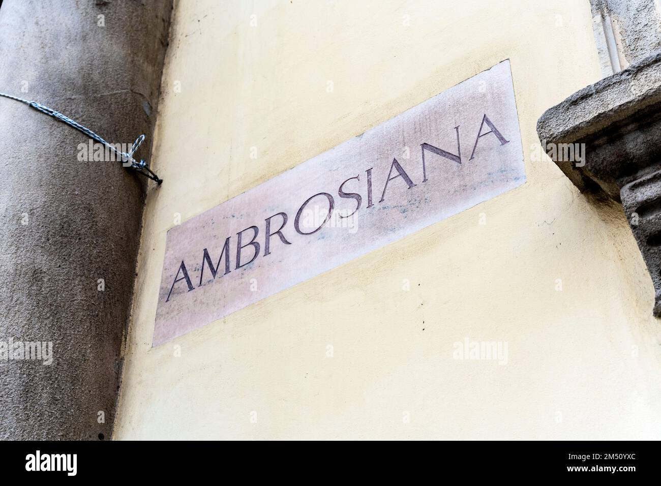 The entrance of Biblioteca Ambrosiana, historic library estabilished ...
