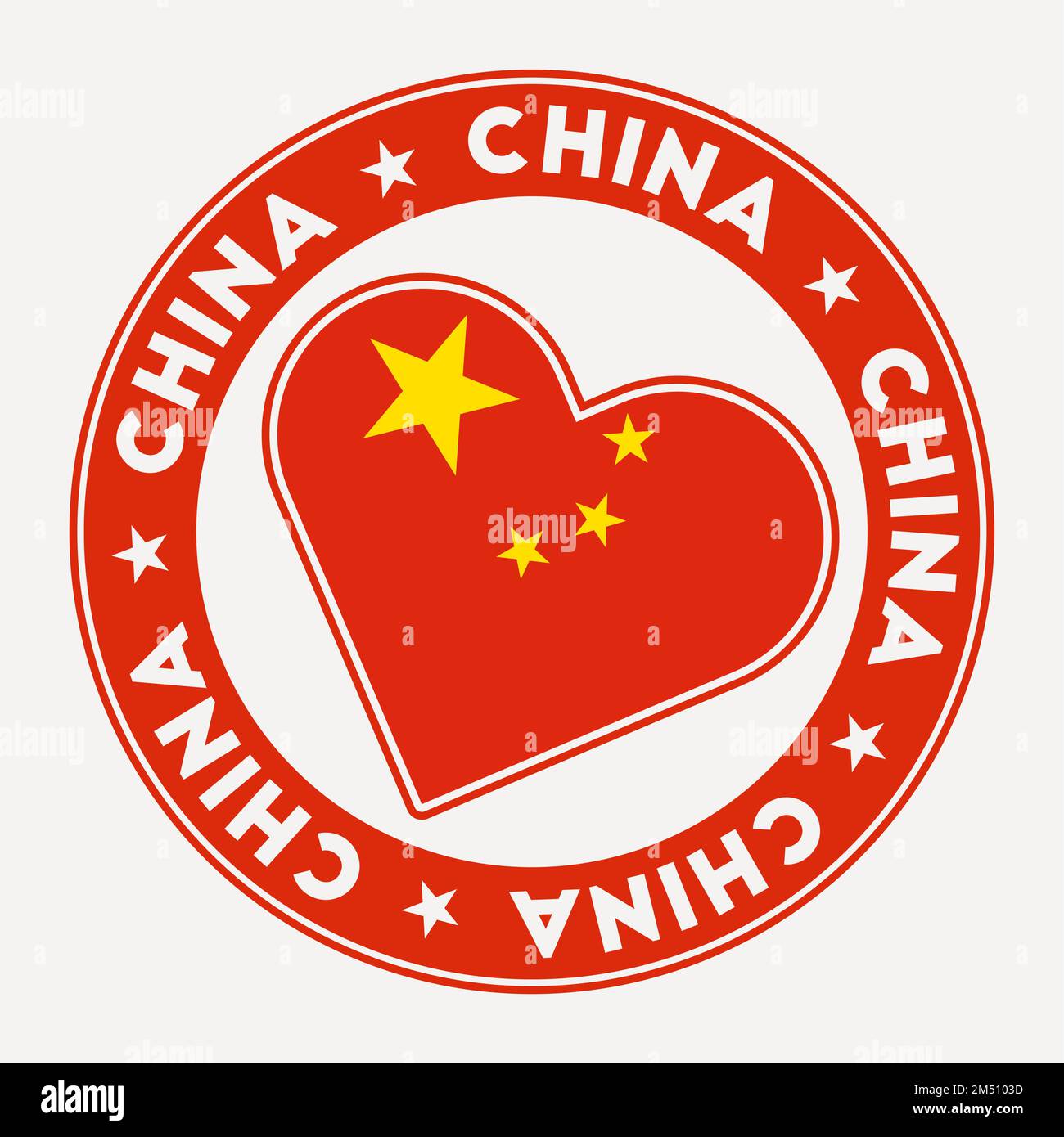 China heart flag badge. From China with love logo. Support the country ...
