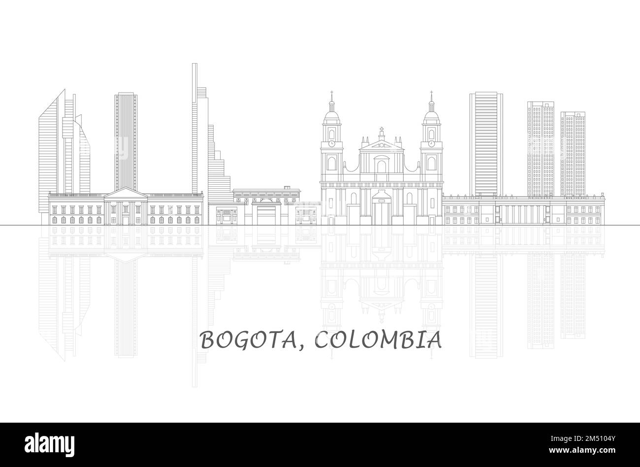 Outline Skyline panorama of city of Bogota, Colombia - vector ...