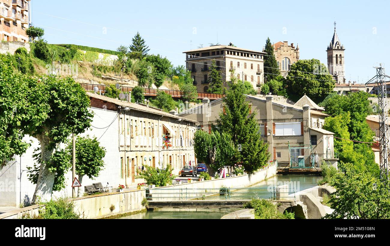 Llobregat river as it passes through Gironella in Barcelona, Catalunya ...
