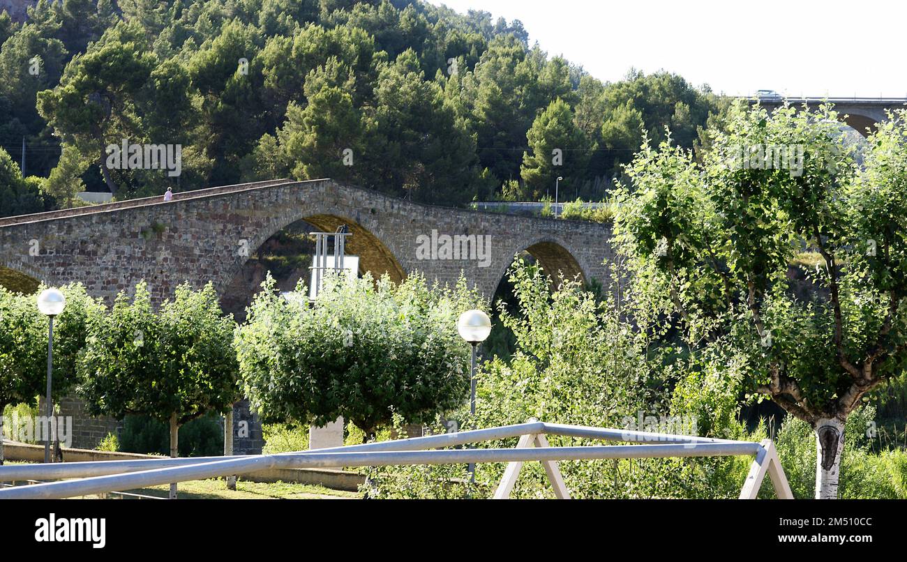Road over the bridge at Castellbell and El Vilar, Barcelona, Catalunya ...