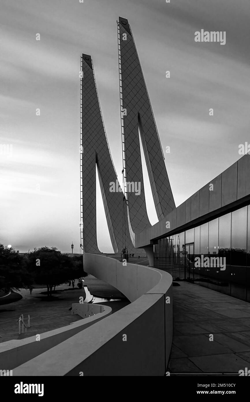 Monochrome View of Qatar foundation Education City mosque in Doha Qatar ...