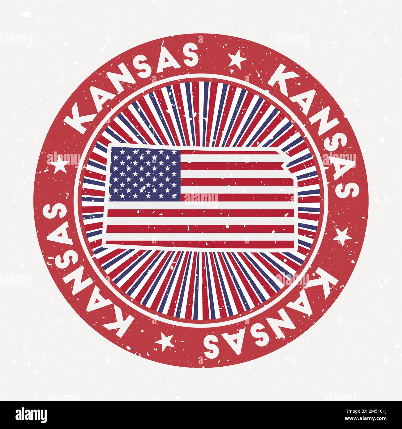 Kansas round stamp. Logo of US state with flag. Vintage badge with ...