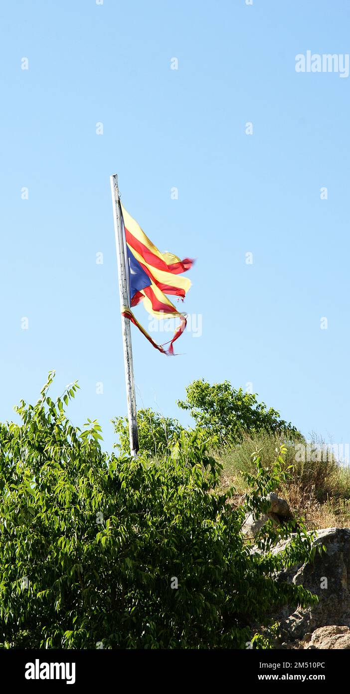 Broken flag in Gironella, Barcelona, Catalunya, Spain, Europe Stock ...