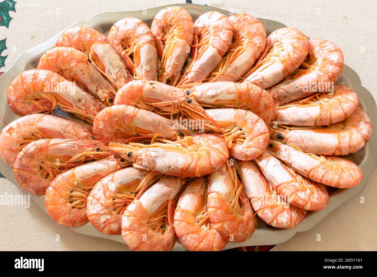 cooked prawns for Christmas Eve or New Year's Eve dinner Stock Photo ...
