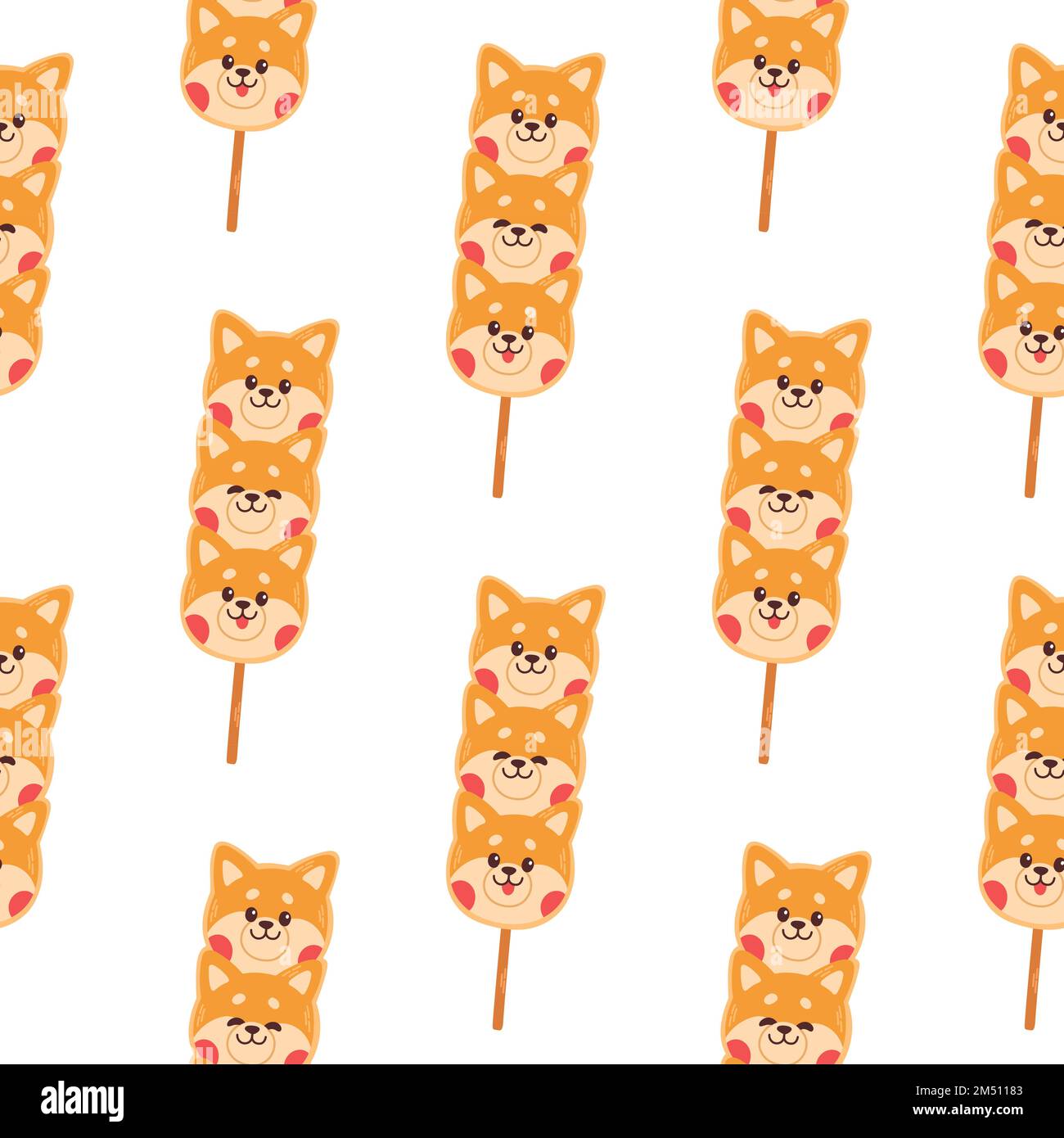 Dango seamless pattern Japanese traditional dessert isolated on white ...