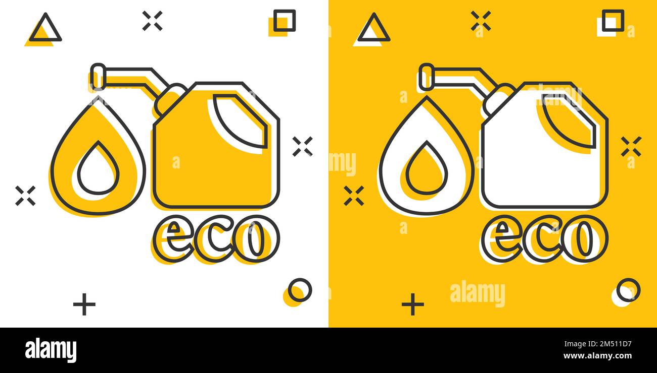 Gasoline canister icon in comic style. Petrol can cartoon vector ...
