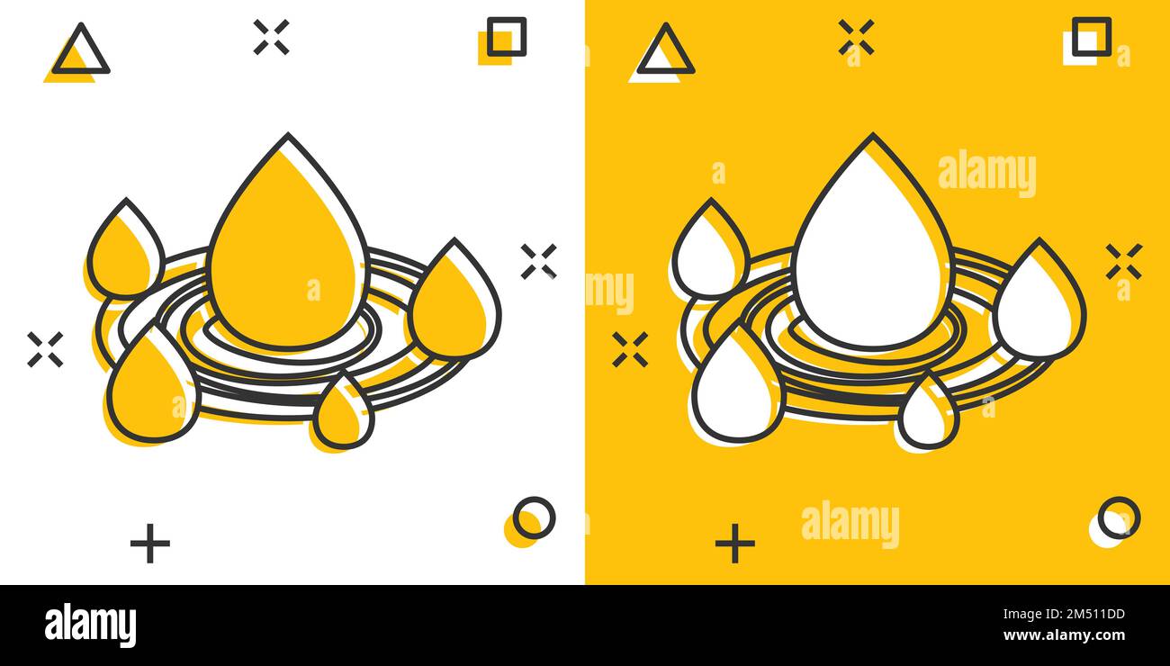 Water drop icon in comic style. Liquid cartoon vector illustration on ...