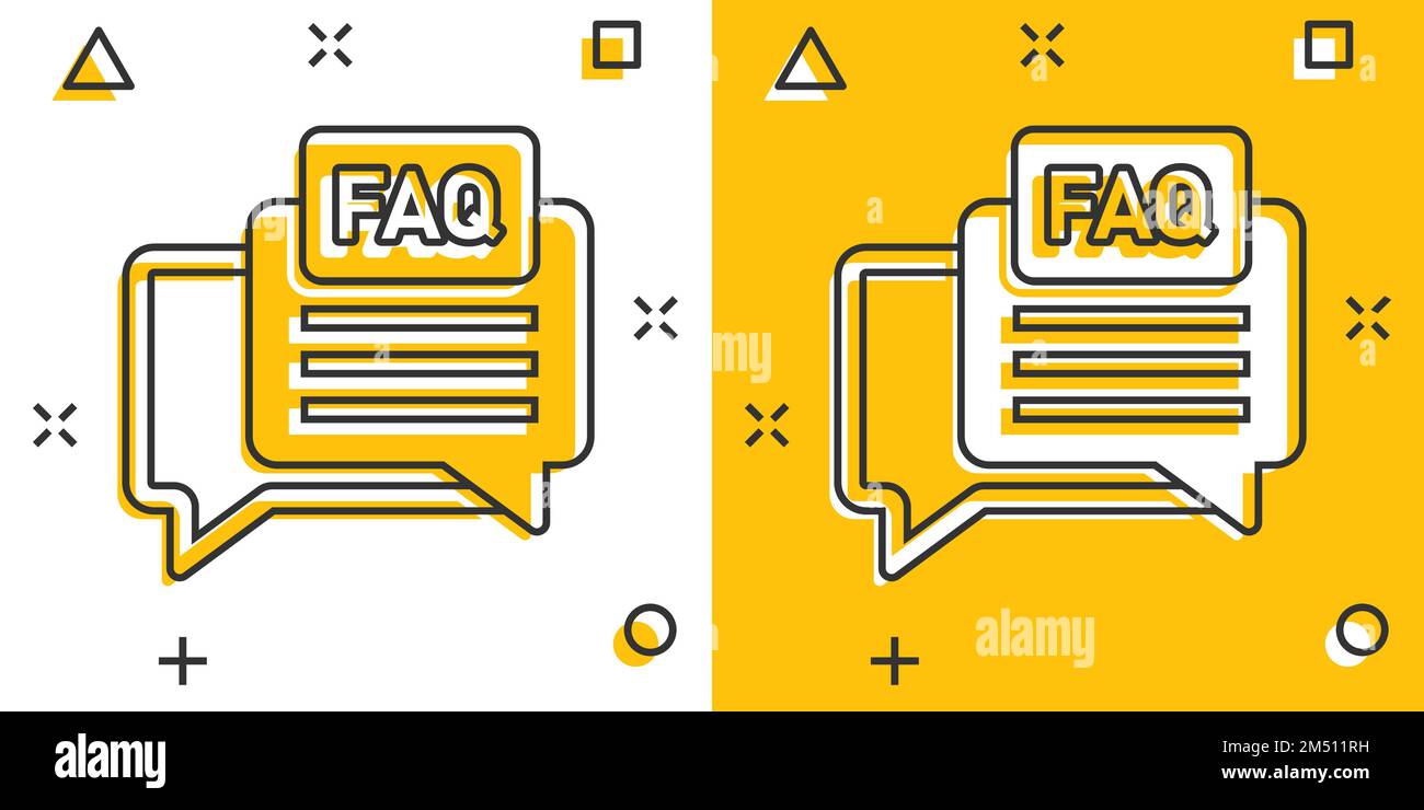 Faq speech bubble icon in comic style. Question cartoon vector ...