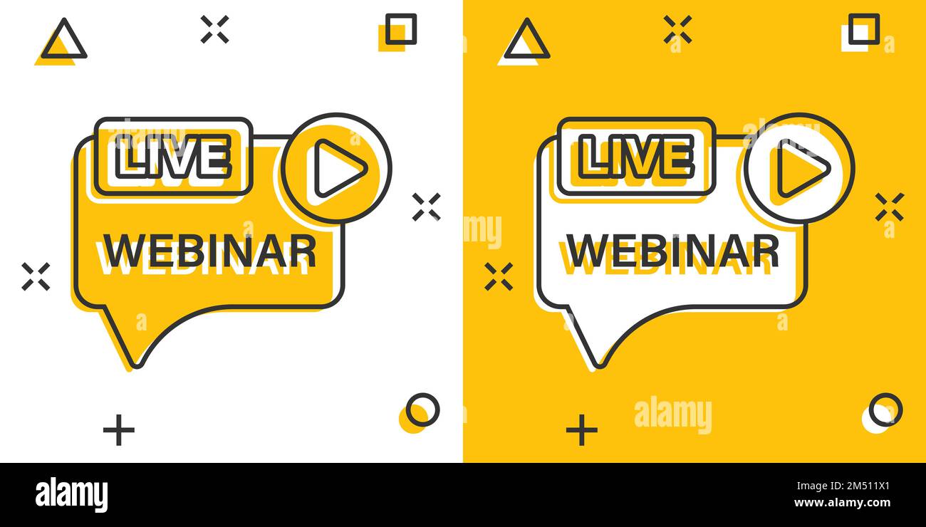 Live webinar icon in comic style. Online training cartoon vector ...