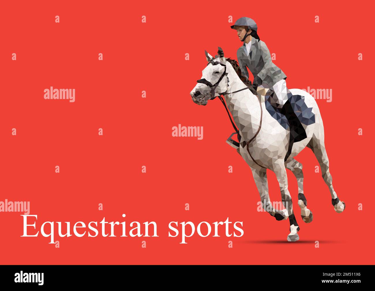 Graphics design drawing polygon style horse racing woman for the race ...