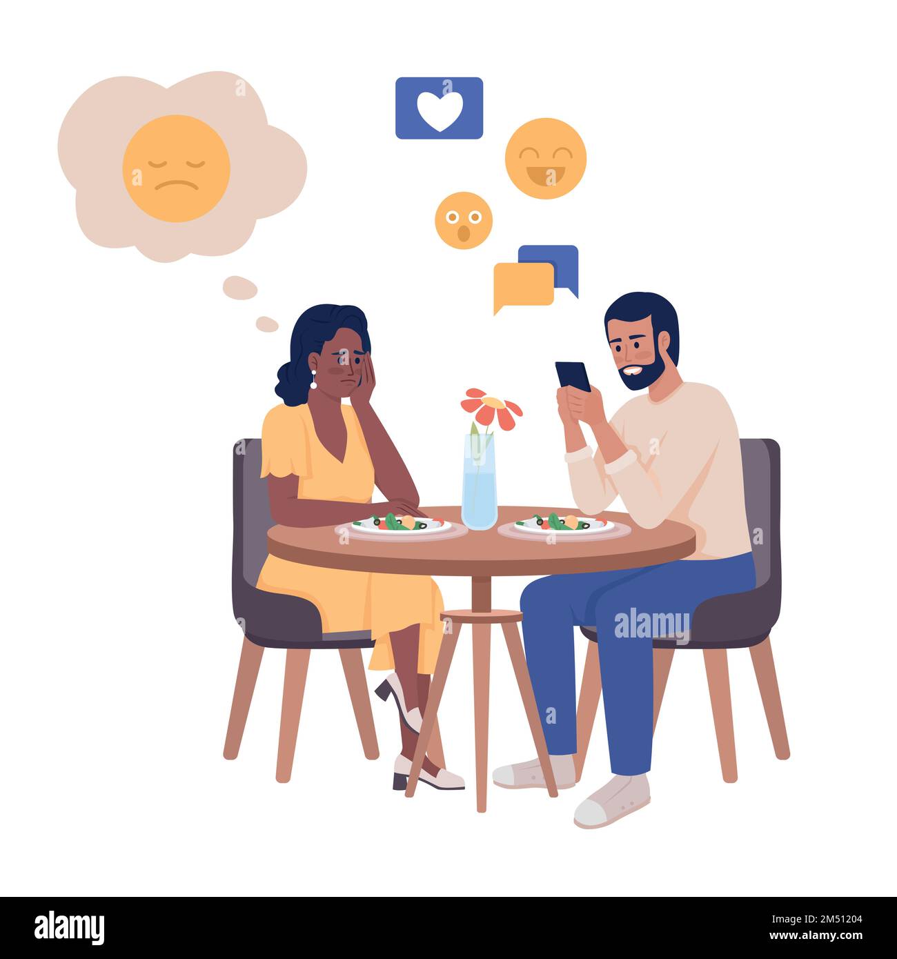 Internet addiction semi flat color vector characters Stock Vector Image ...