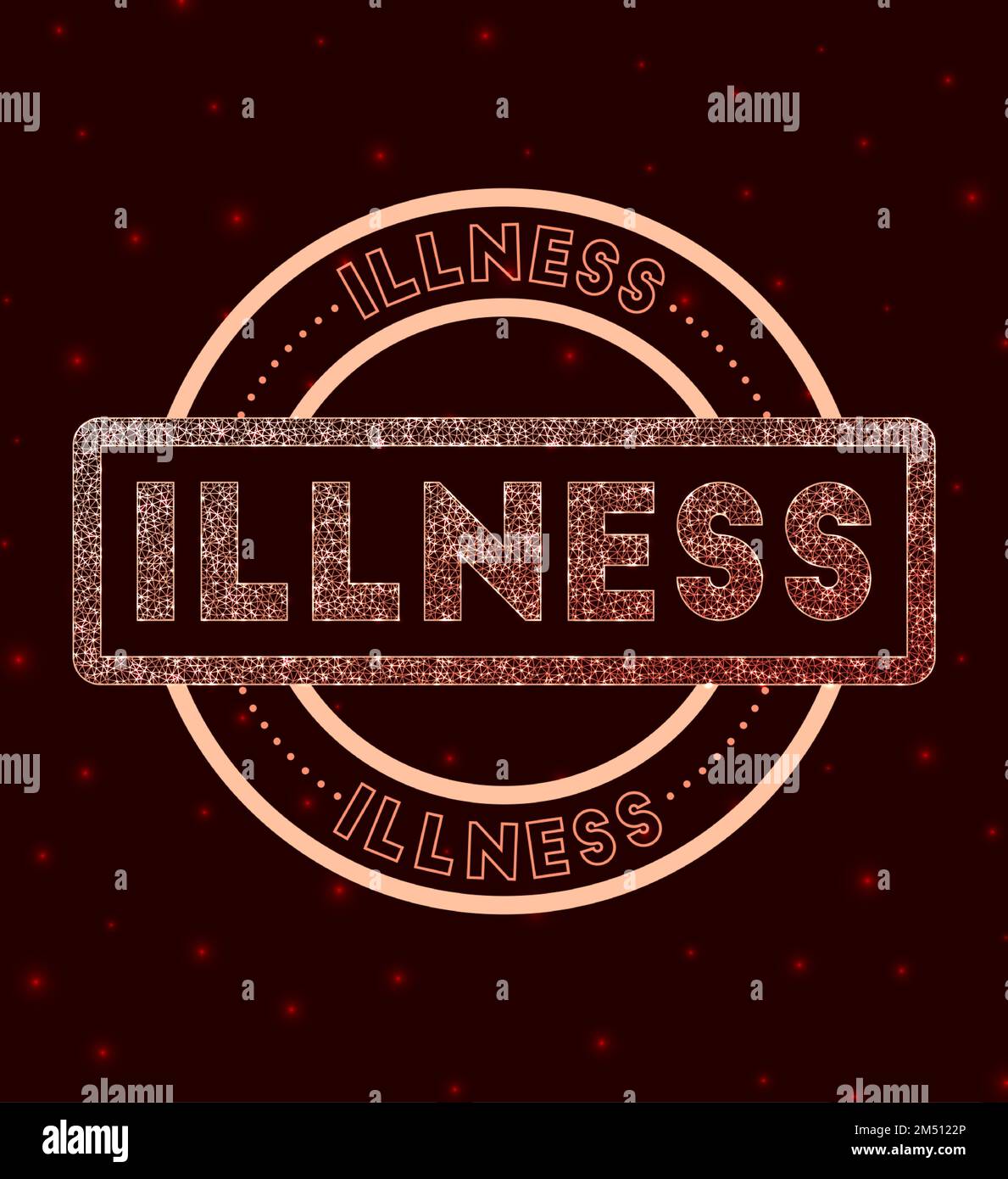 Illness badge. Glowing geometric round illness sign. Vector ...