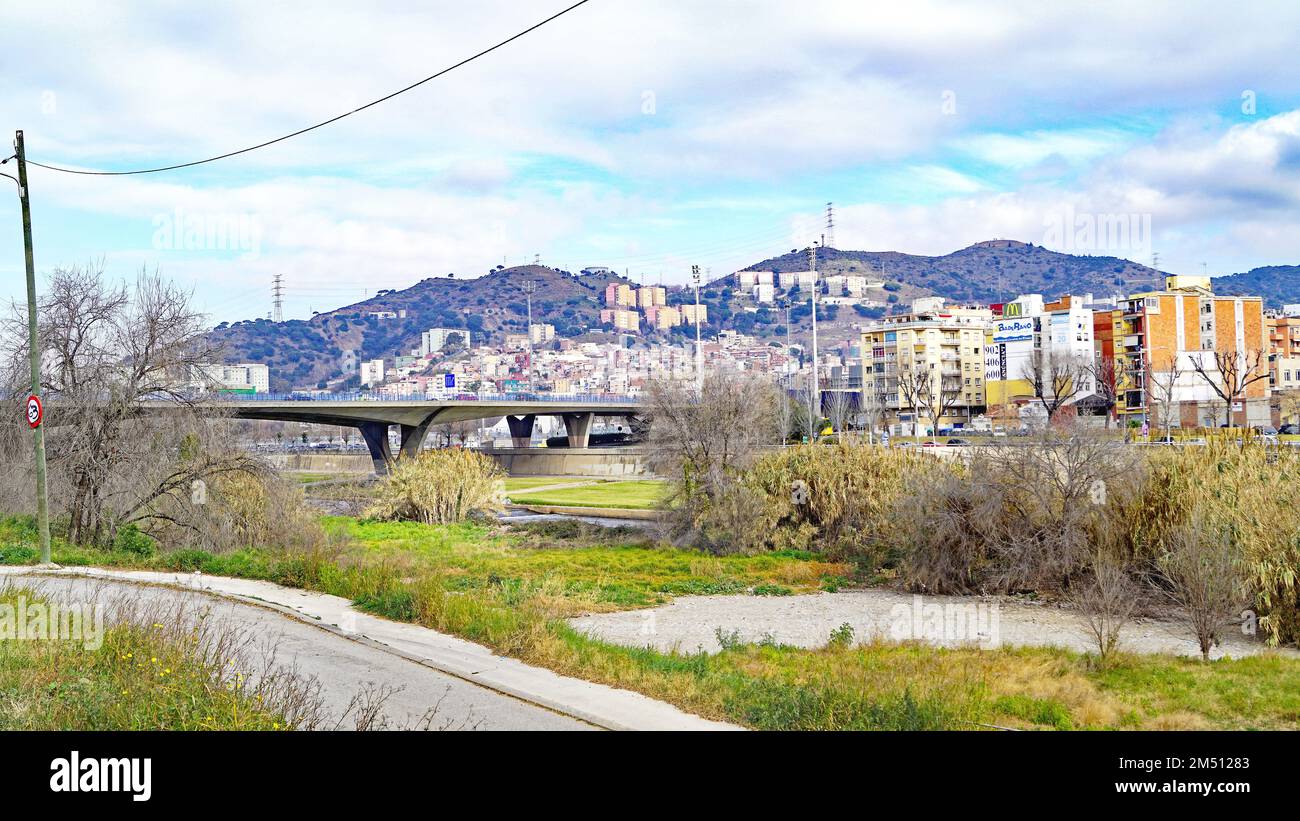 Highway bridges over the Besos river, Sant Adriá del Besós, Barcelona ...