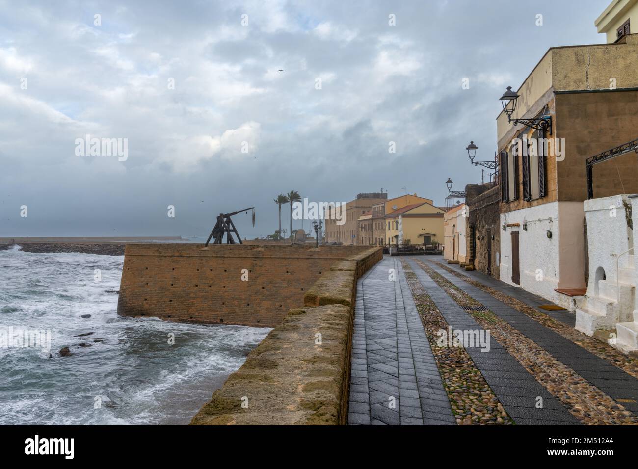 Alghero, Italy - 14 December, 2022: view of the historic waterfront ...