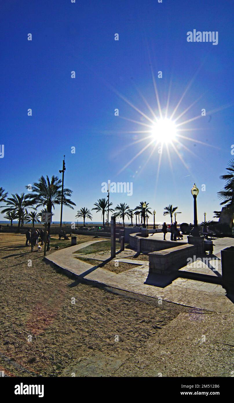 Comarruga beach in El Vendrell, Tarragona, Catalunya, Spain, Europe ...