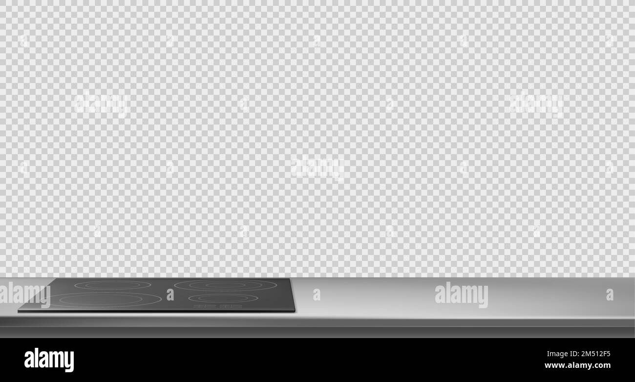 Electric stove on kitchen counter. Vector realistic induction cooking ...