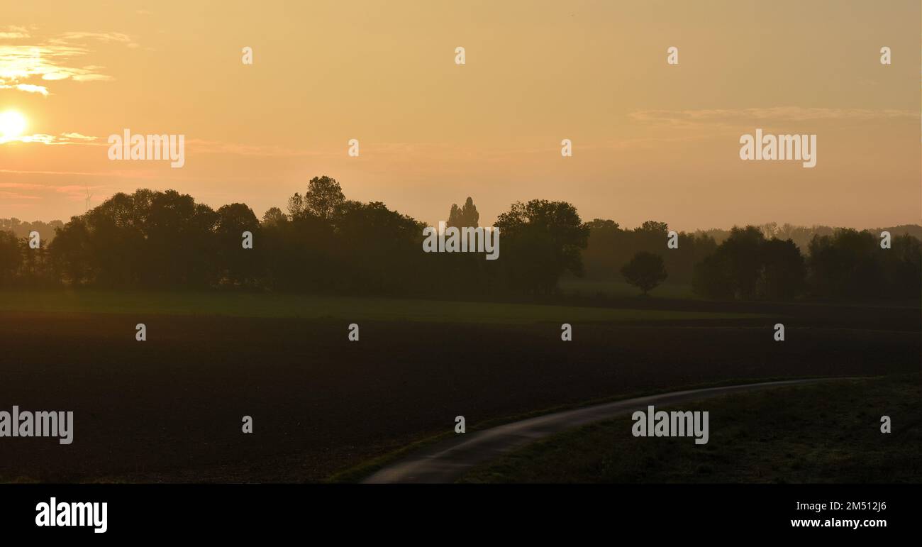 Golden hour, sunrise in the rural part of a landscape in europe Stock ...