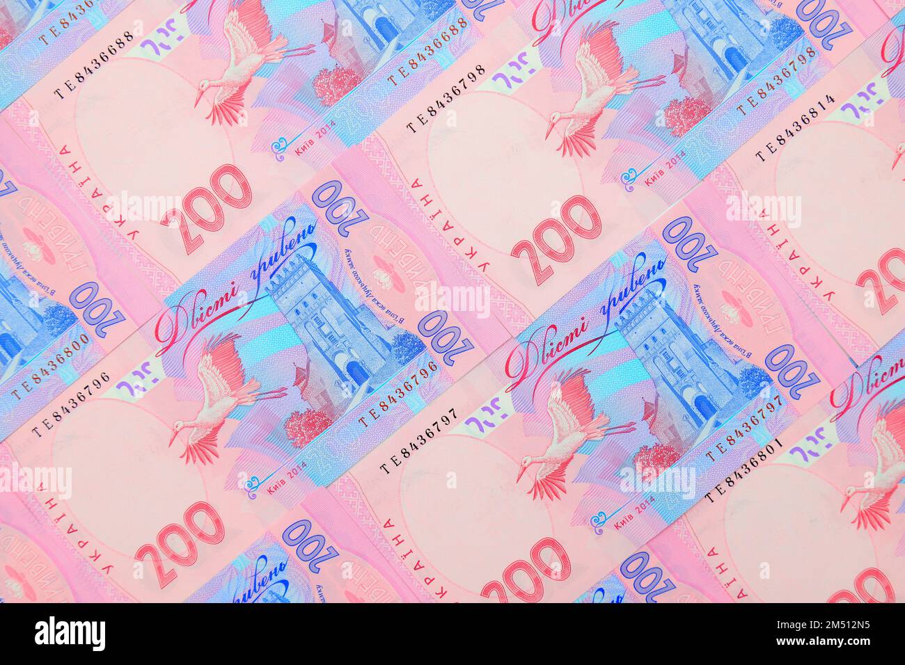 Ukrainian hryvnia, banknotes 200 hryvnias. Money background, Ukraine ...