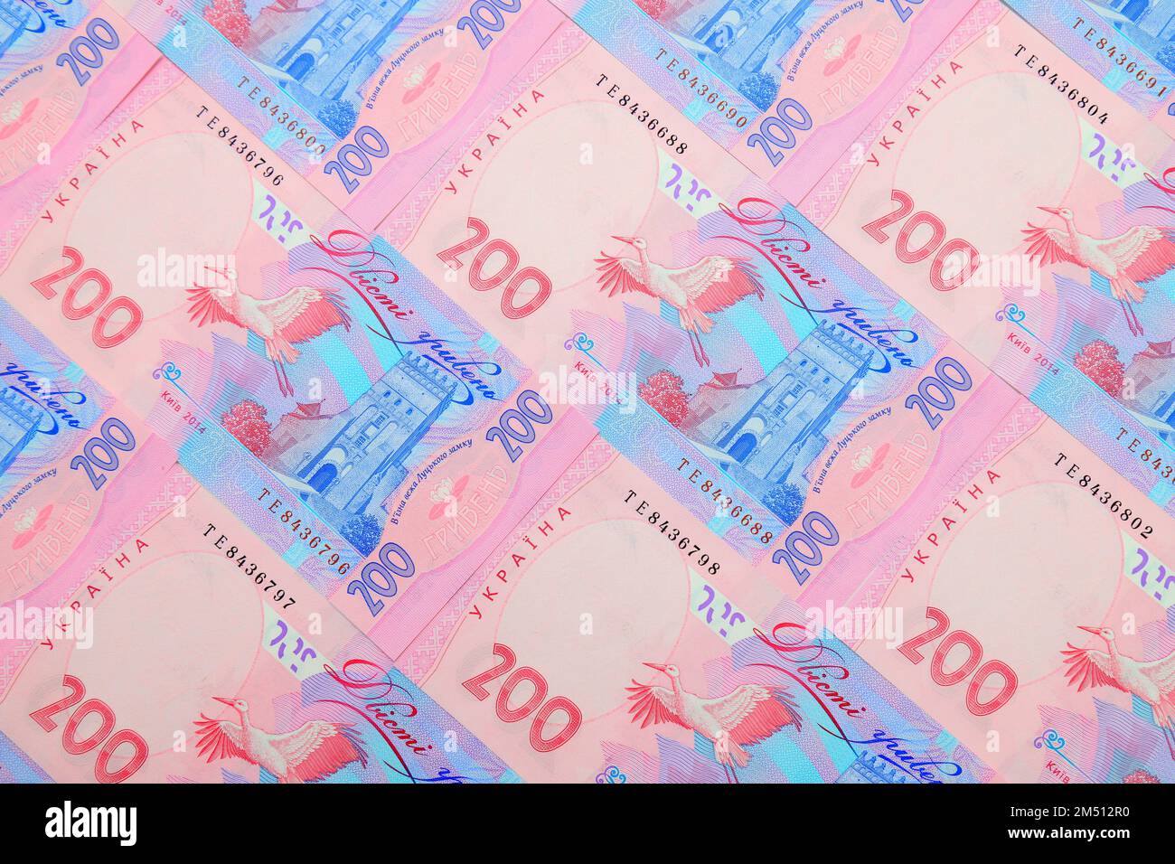 Ukrainian hryvnia, banknotes 200 hryvnias. Money background, Ukraine ...