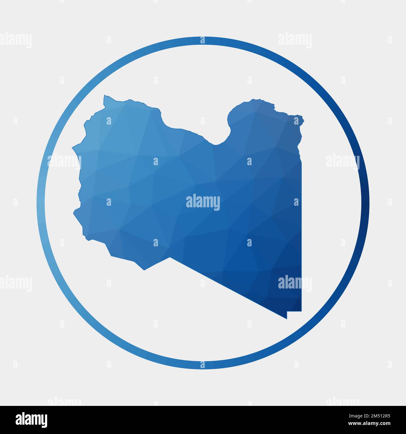 Libya icon. Polygonal map of the country in gradient ring. Round low poly Libya sign. Vector ...