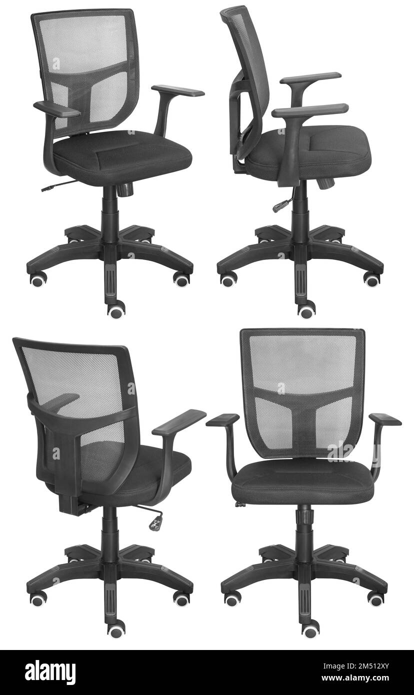 Office computer chair, with a mesh back. Isolated from the background ...