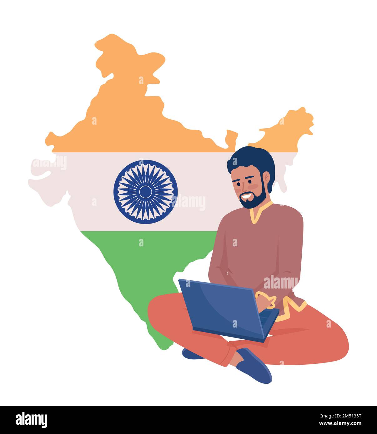 Male employee from India flat concept vector illustration Stock Vector ...