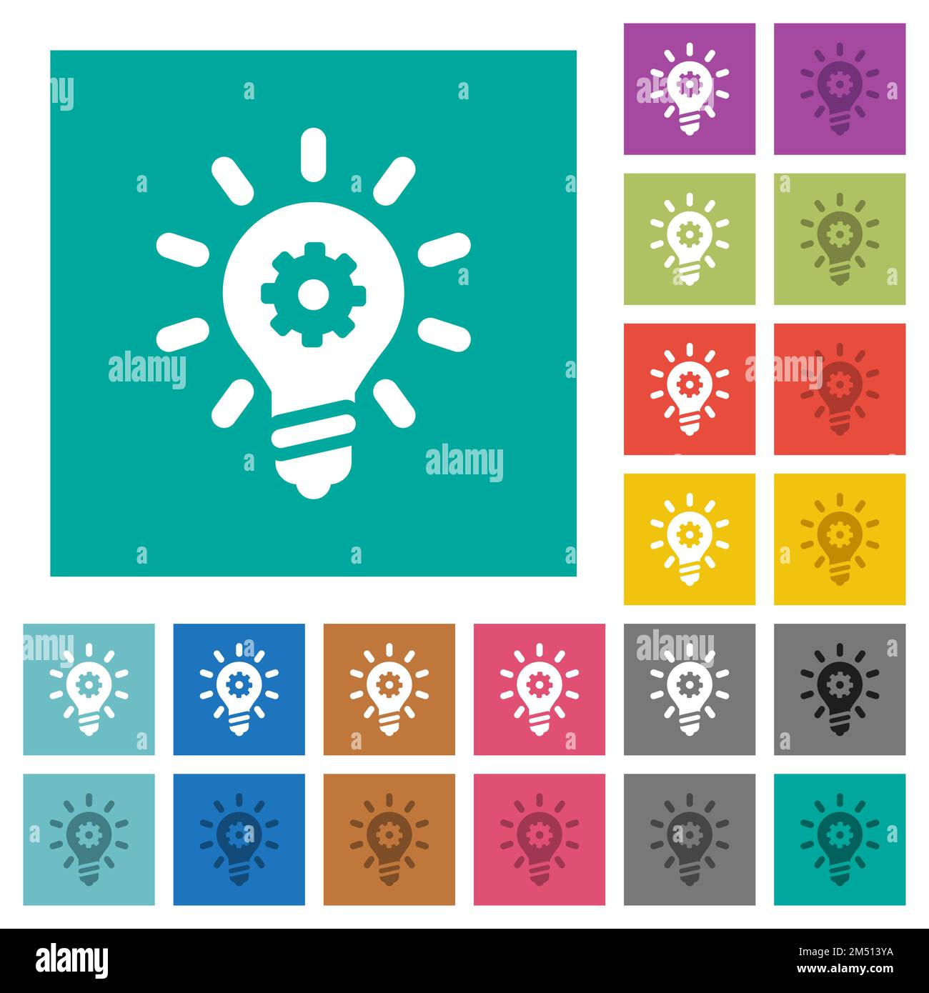 Innovation solid multi colored flat icons on plain square backgrounds ...