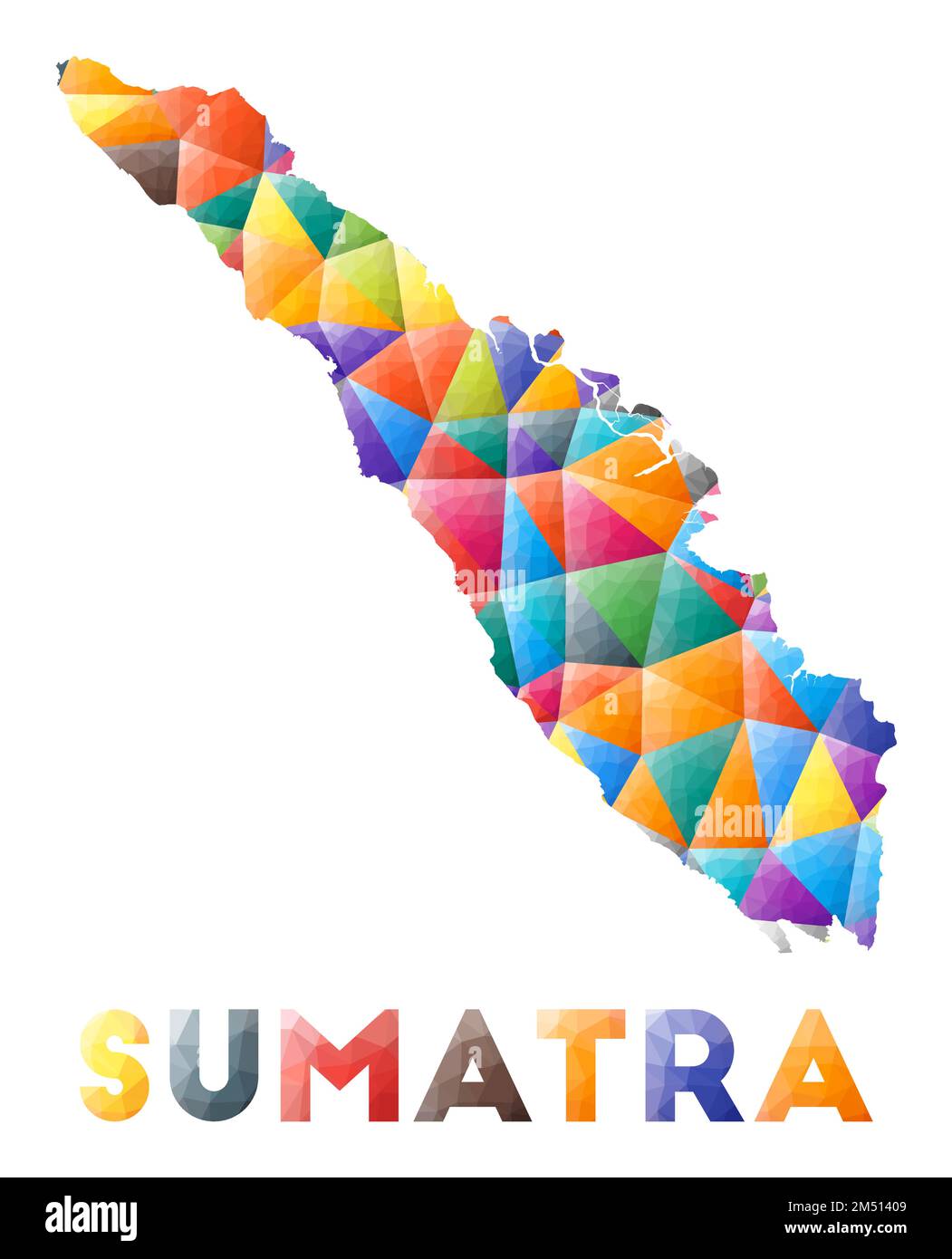 Sumatra - colorful low poly island shape. Multicolor geometric ...
