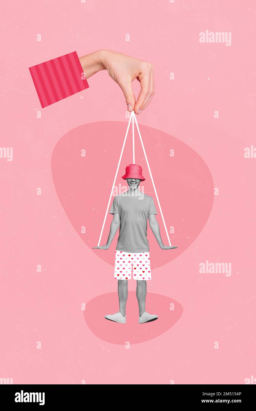 Collage 3d image of pinup pop retro sketch of arm holding ropes 14 ...