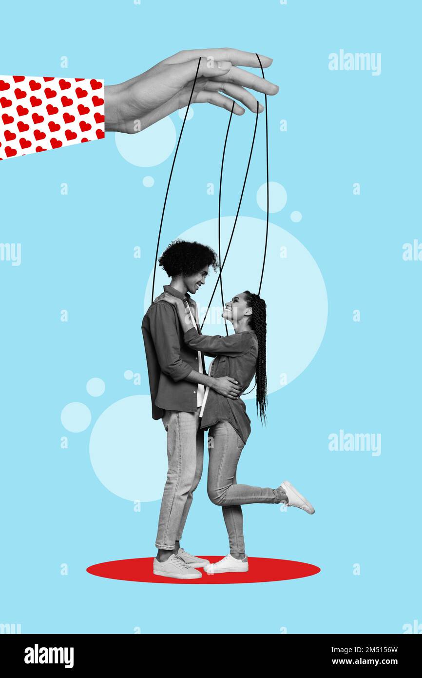 Creative photo 3d collage artwork poster postcard of happy crazy couple ...