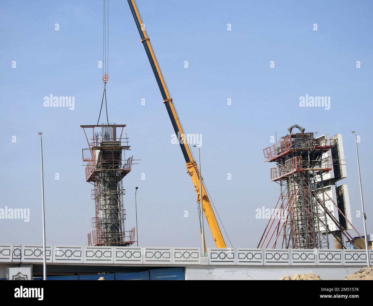 Cairo, Egypt, December 14 2022: Construction site of new Cairo monorail ...
