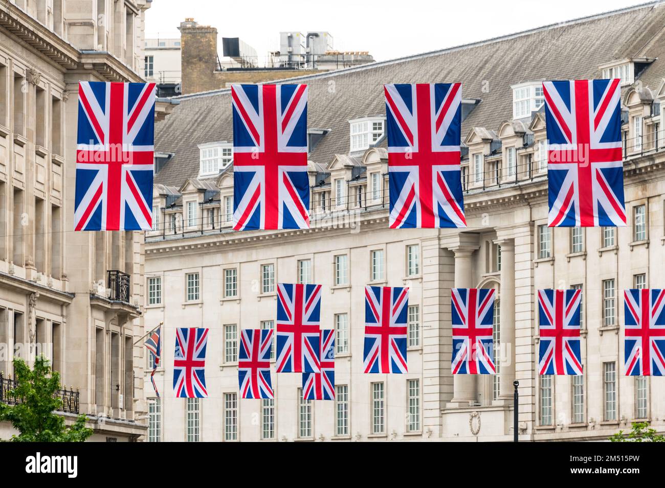 Union Jack flags on Regent Street, London, England Stock Photo - Alamy